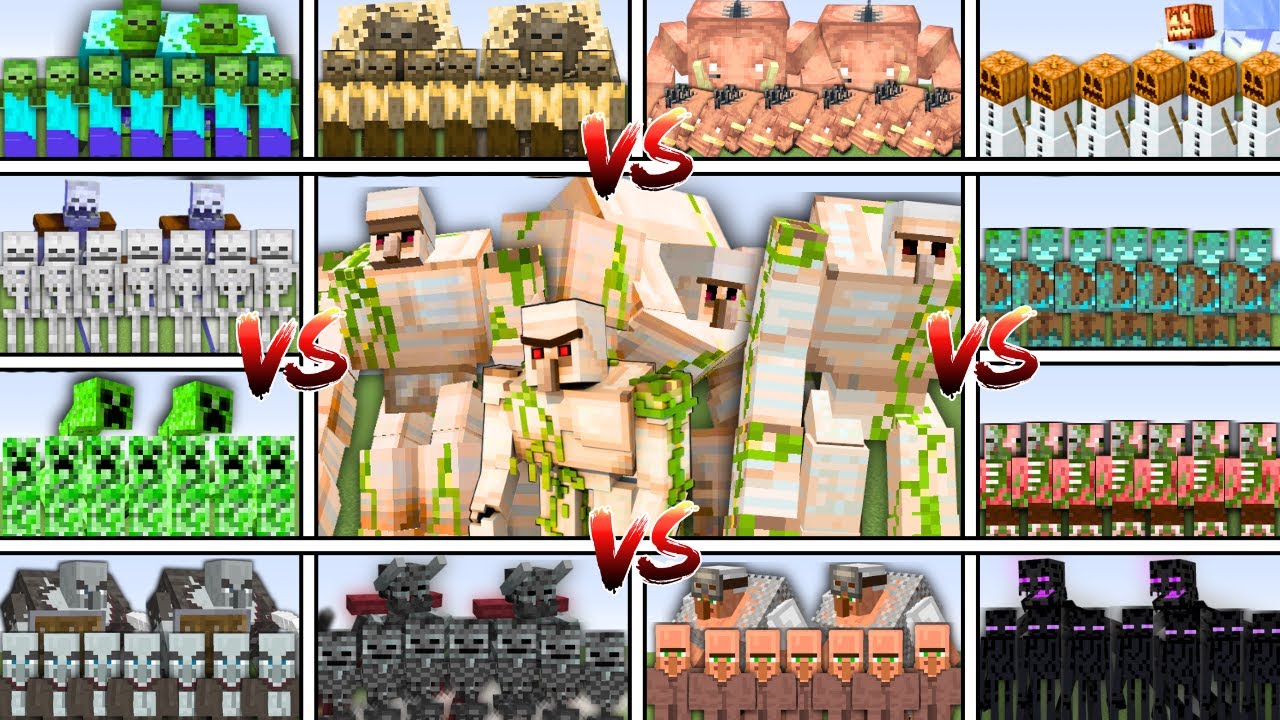 IRON GOLEM TEAM vs ALL MOBS TEAM in Minecraft Mob Battle - YouTube