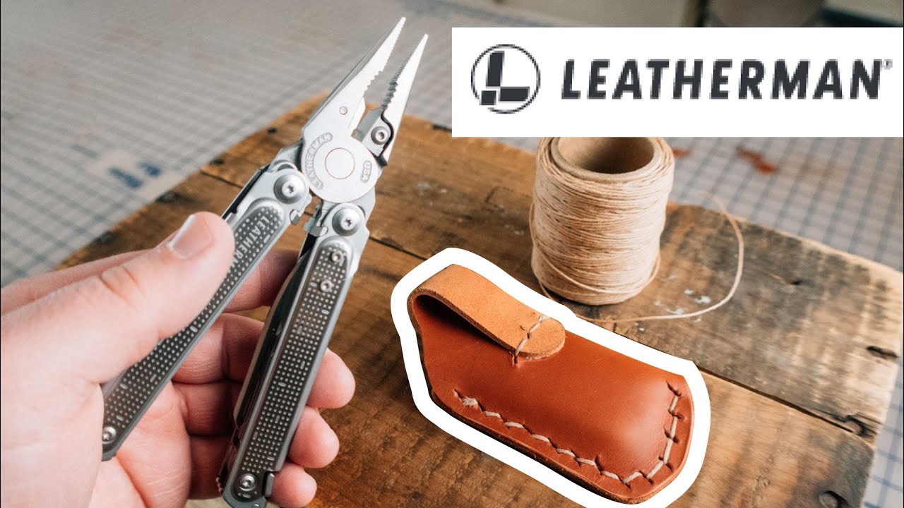 Making a leather sheath using ONLY a Leatherman multi tool - YouTube