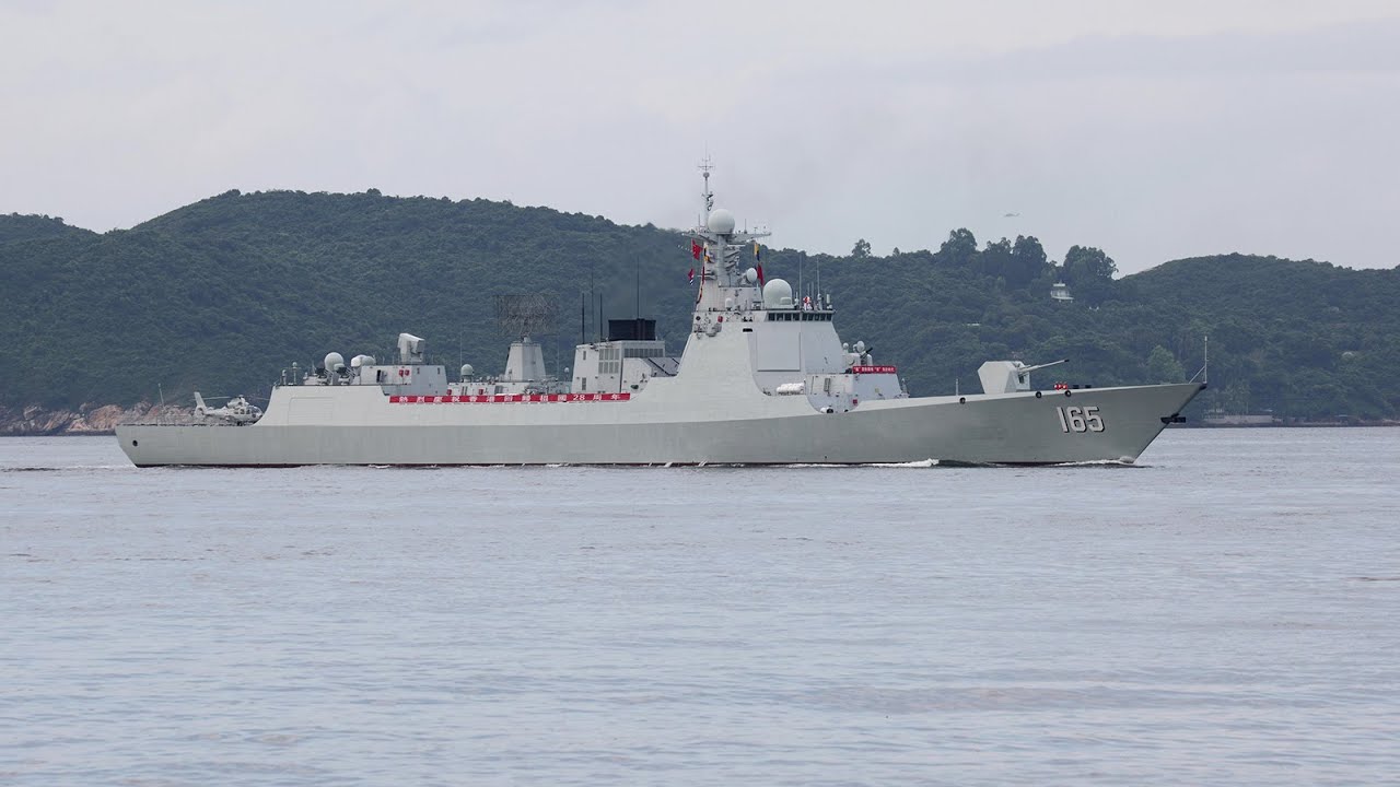 湛江艦 解放軍海軍052D型飛彈驅逐艦訪港 Chinese PLAN Type 052D Missile Destroyer ...