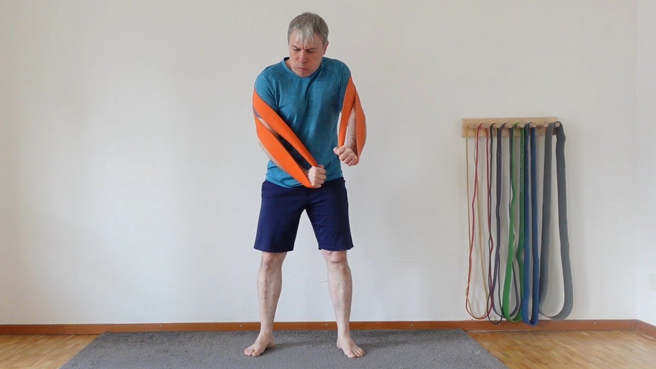 Build chest and triceps with resistance band low press-arounds - YouTube