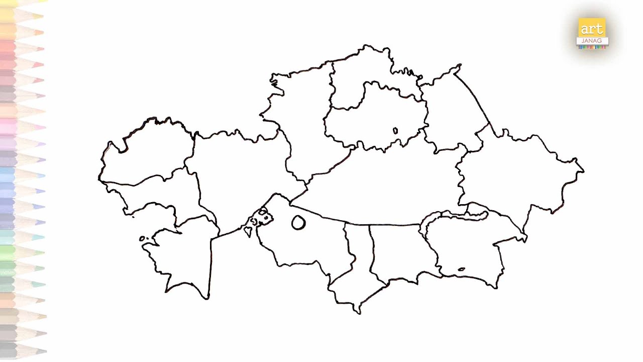 Kazakhstan map outline | How to draw Kazakhstan map step by step | Map ...