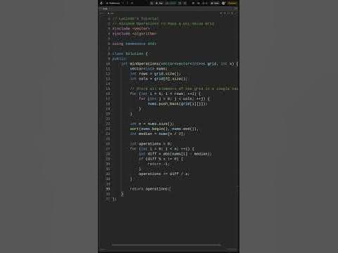 🎀LeetCode Problem 2033🎀 Minimum Operations to Make a Uni-Value Grid - YouTube