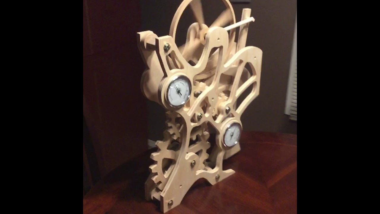 Spring Powered Wooden Gear Box Kinetic Sculpture - YouTube