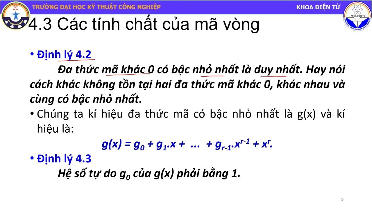 Nội dung 4.2: Mã Vòng (Cyclic Code) và các tính chất của mã vòng - YouTube