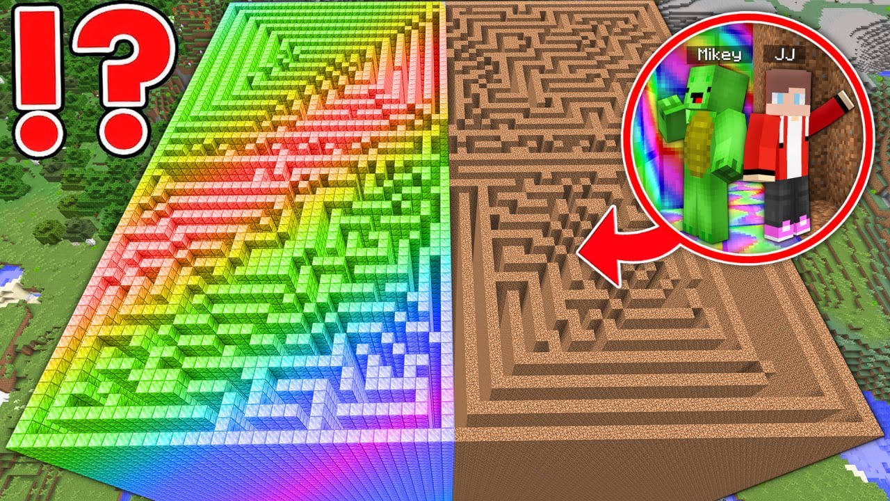 JJ and Mikey Found A TALLEST RAINBOW DIRT MAZE in Minecraft (Maizen Mizen Mazien JJ Mikey) - YouTube