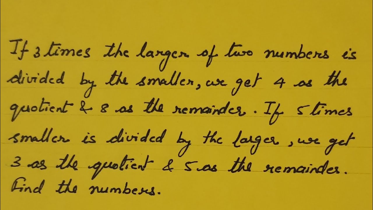 Class 10th Maths Linear Equation In Two Variables If 3 times the larger ...