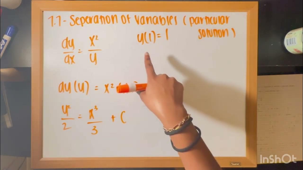 7.7 Finding Particular Solutions Using Initial Conditions and Separation of Variables - YouTube