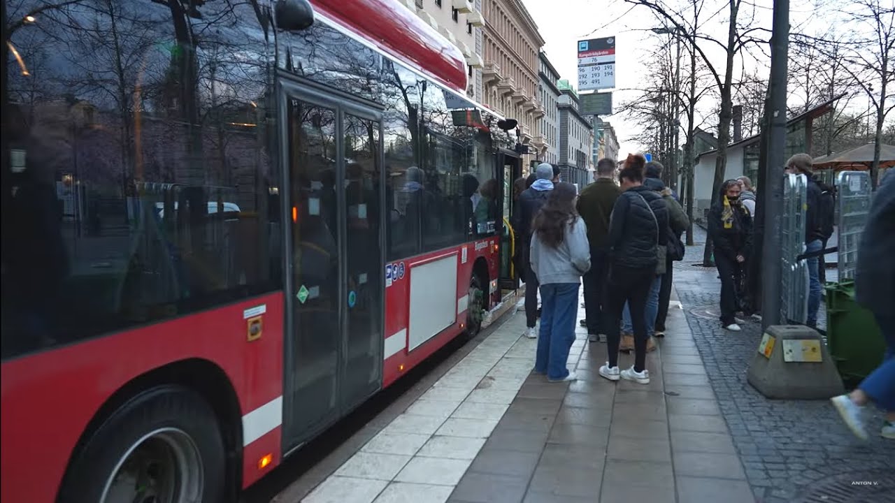 Sweden, Stockholm, bus 76 ride from Ropsten to Kungsträdgården - YouTube
