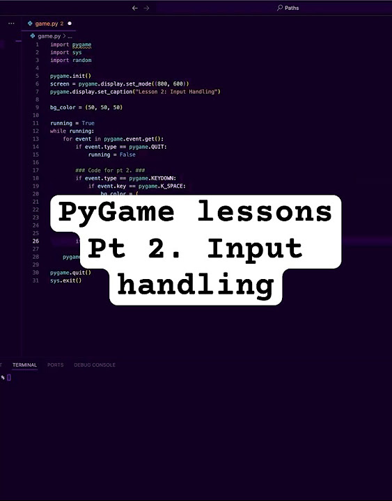 PyGame Lesson 2: Master Input Handling! Game development with Python and Zama Coding - YouTube