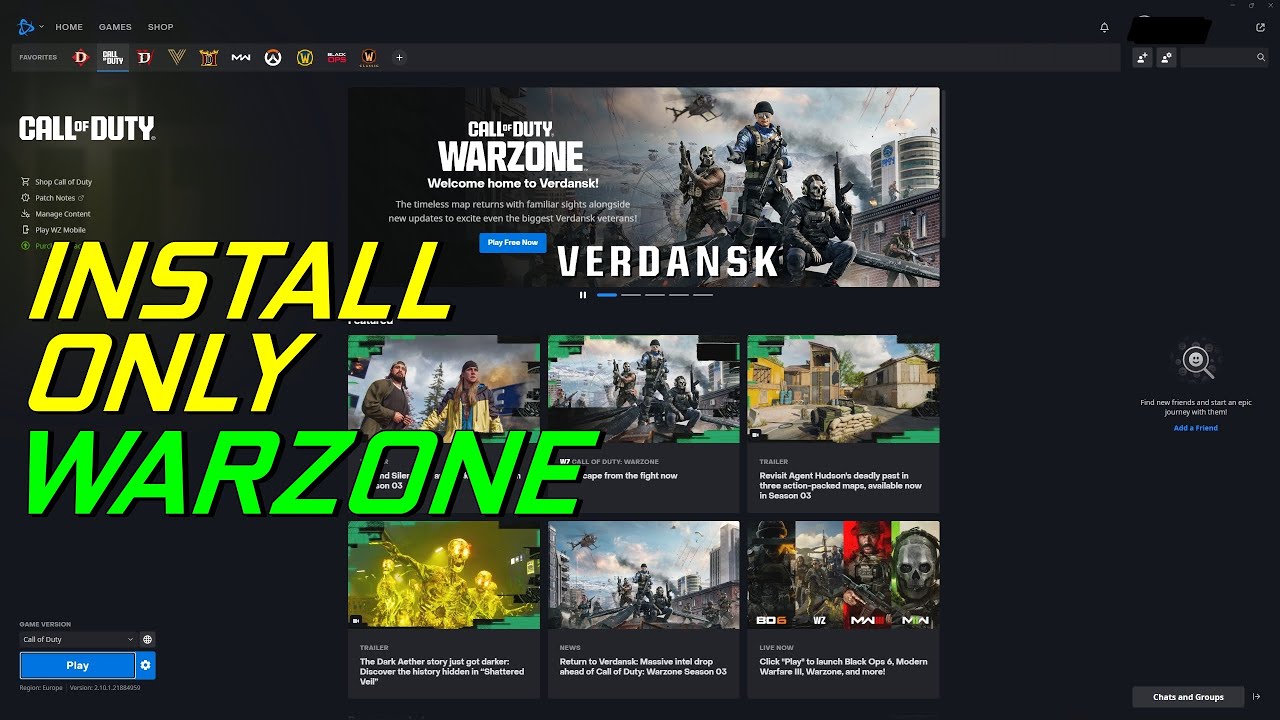 How to download and install only Warzone from Battle.net launcher - YouTube