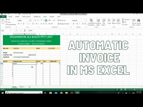 Fully Automatic Invoice 🔥 -Design fully Automatic Invoice in MS excel - YouTube