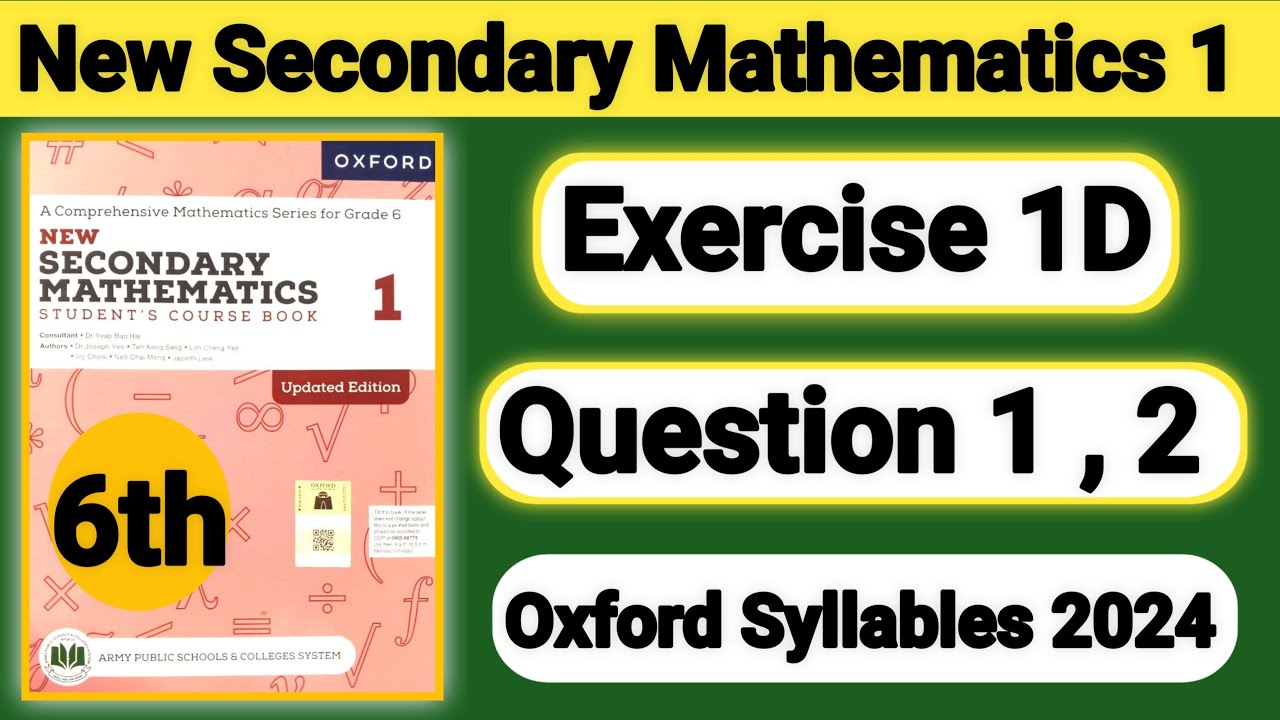 Exercise 1D Question 1-2 | New Secondary Mathematics 1 | Class 6 | D1 ...