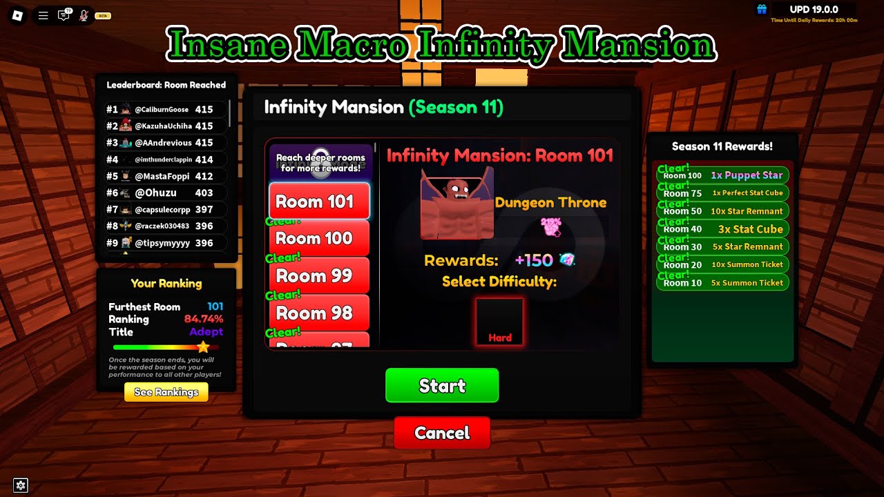 *NEW Macro* How To AFK Macro Infinity Castle/Mansion in Anime ...