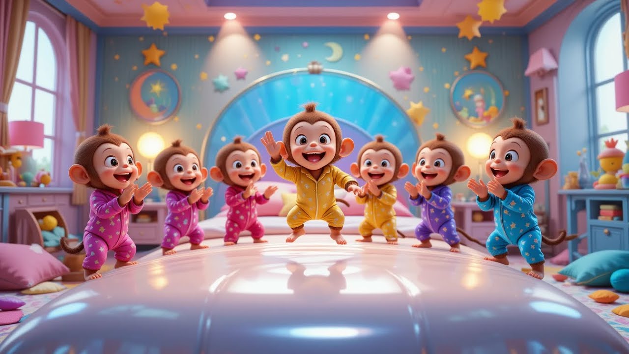 5 Little Monkeys Jumping and More Kids Songs R1E1802 | Catchy Nursery ...