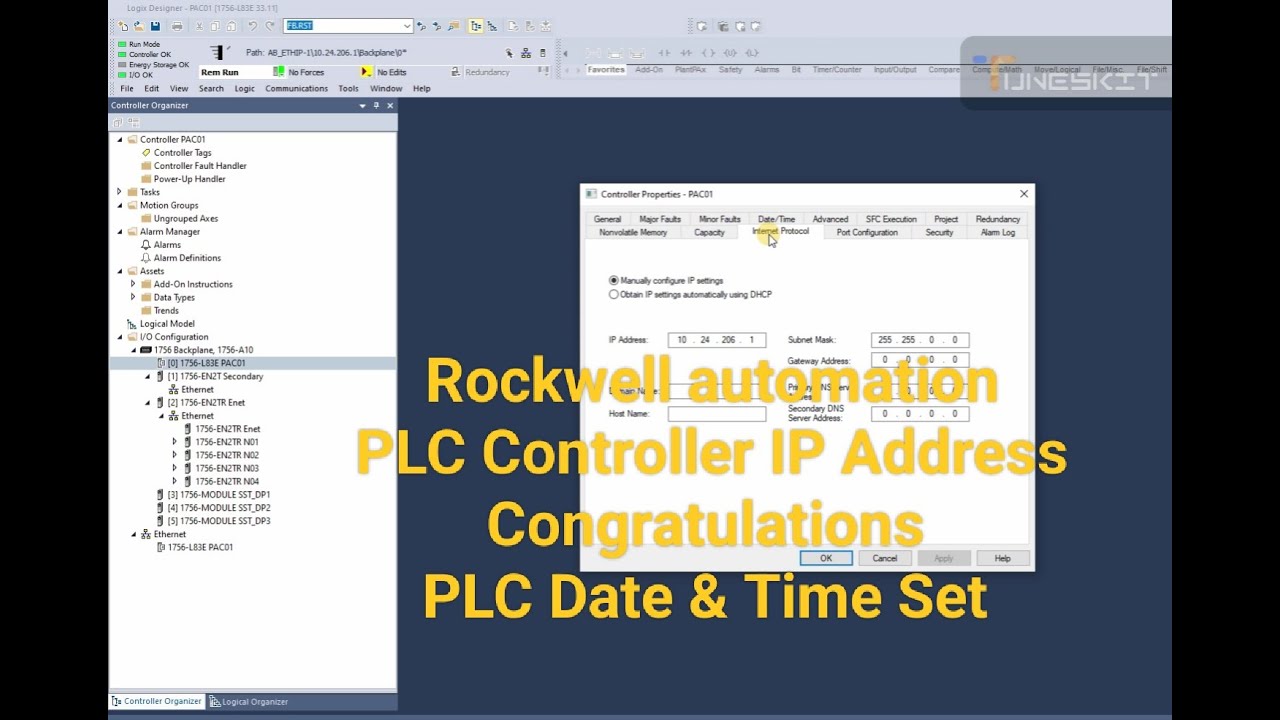 Studio Logix5000 1756-L83E, Logix500 PLC DateTime set, Logix5000 1756 ...