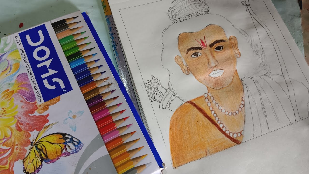 Shriram drawing Colouring video ||shri ram drawing|| - YouTube