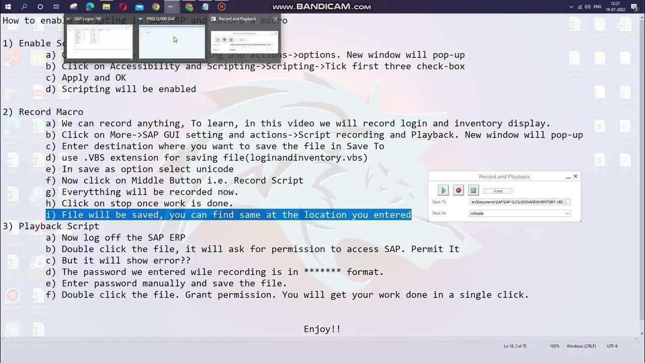 How to enable scripting in SAP and then record and play macro| recording SAP GUI macro|SAP Macro ...