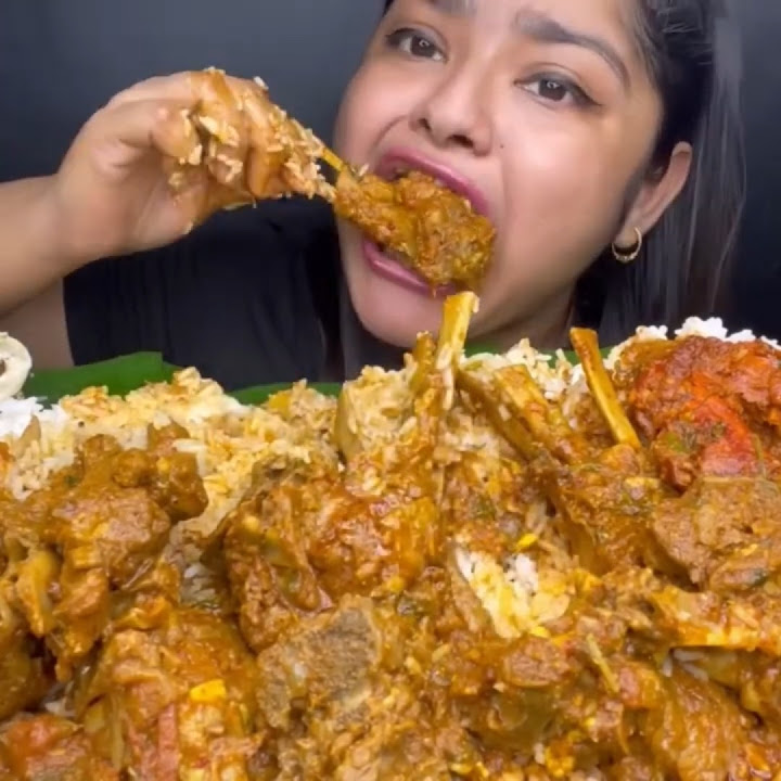 ASMR: EATING SPICY MUTTON CURRY🔥 BASMATI RICE || #shorts #mukbangn#asmreating #mukbangasmr #asmr ...