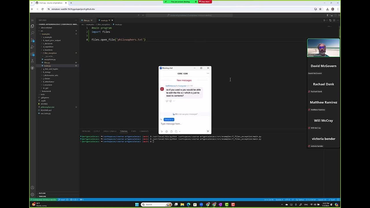 070324 COSC 1336 Python Files: create, write, and read - YouTube