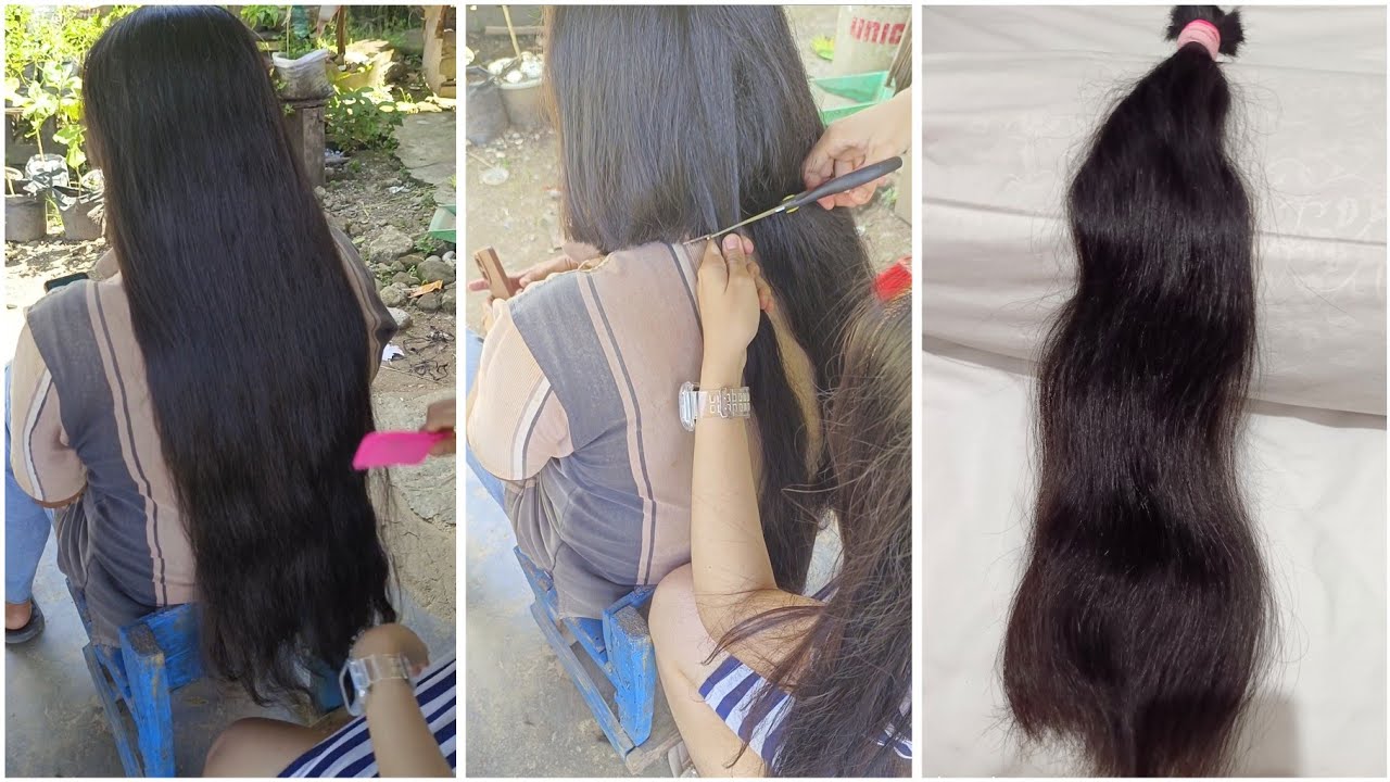 POTONG RAMBUT PANJANG DAN TEBAL JADI BOB PENDEK DI DEPAN RUMAH |LONG ...