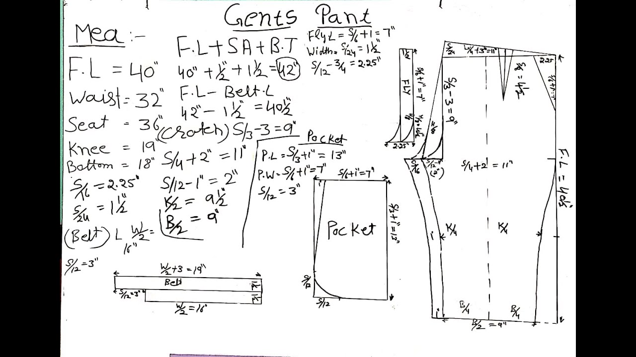 GENTS PANT DRAFTING - Sewing Technology (I.T.I) (4K VIDEO) - YouTube
