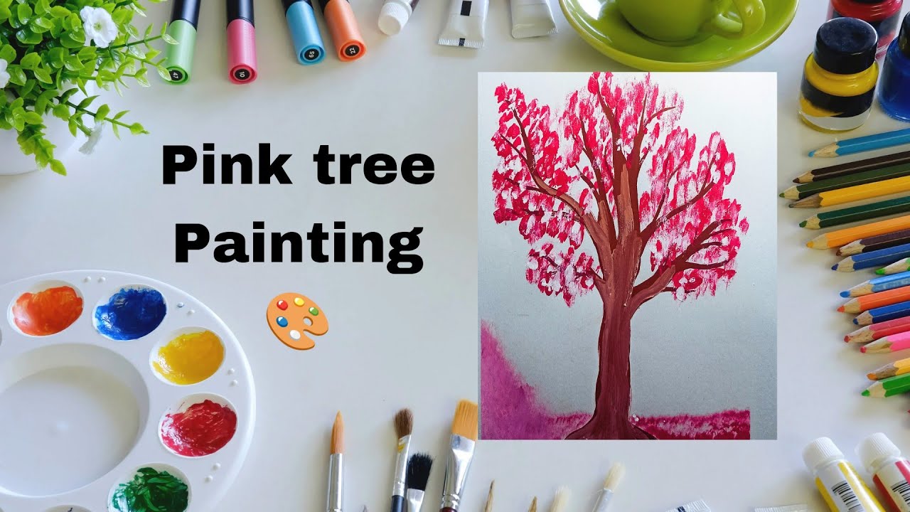Pink Tree Painting 🎨 - YouTube