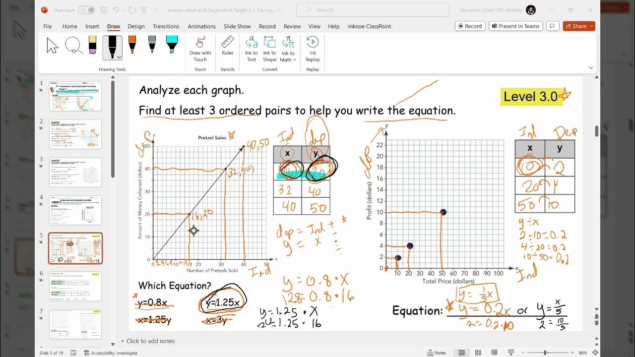 Tables and Graphs Independent and Dependent Variables Part 2 - YouTube