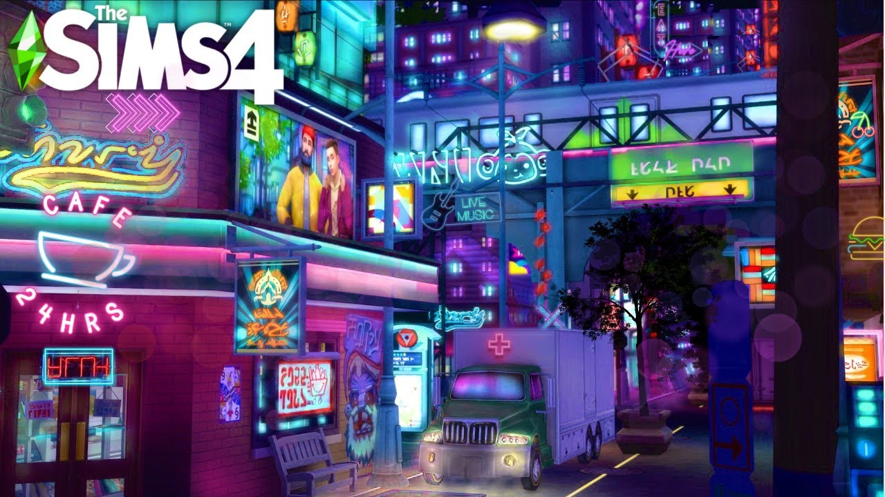 NEON CITY🏙️NO CC |The Sims 4 | Speed Build - YouTube