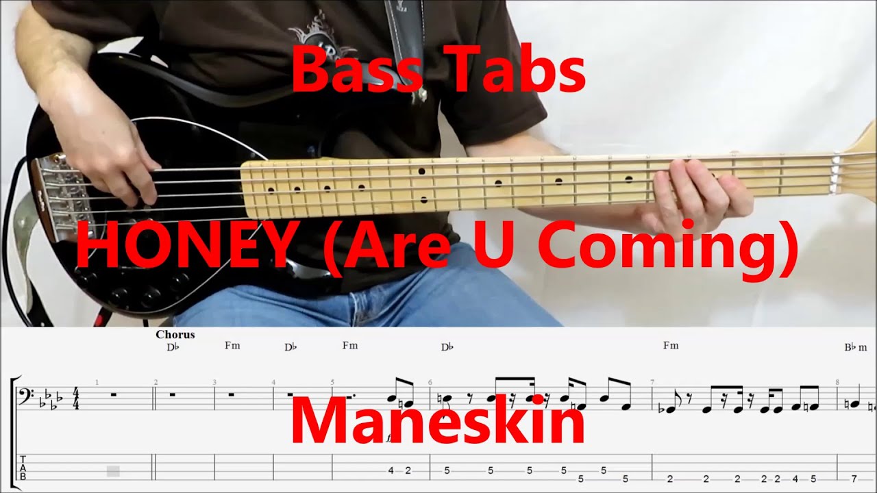 Maneskin Honey Are U Coming Bass Cover Tabs Youtube