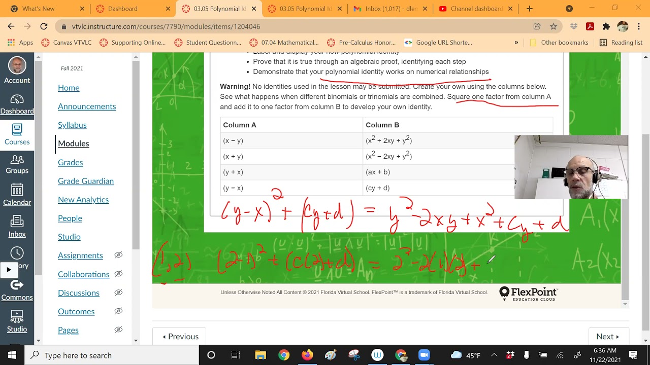 Assignment for Lesson 3.05 Polynomial Identities and Proofs - YouTube