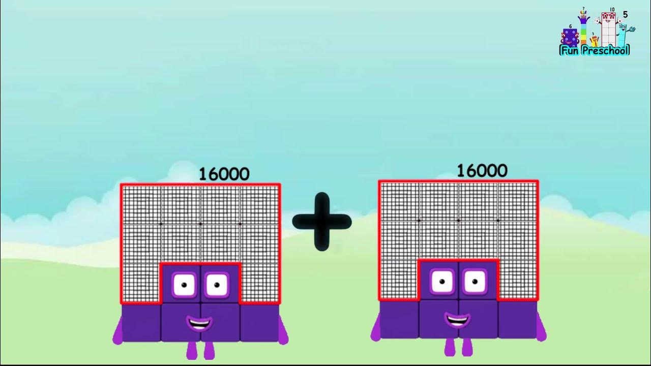 Numberblocks double same addition 1000 to 20000 | learn to count #mathforkids - YouTube