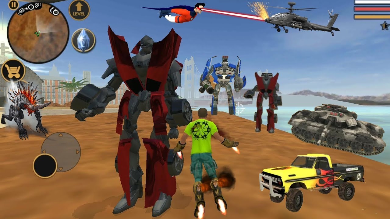 Vegas Crime Simulator (Vegas Hero Fight Red Car Robot) Huge Red Car ...