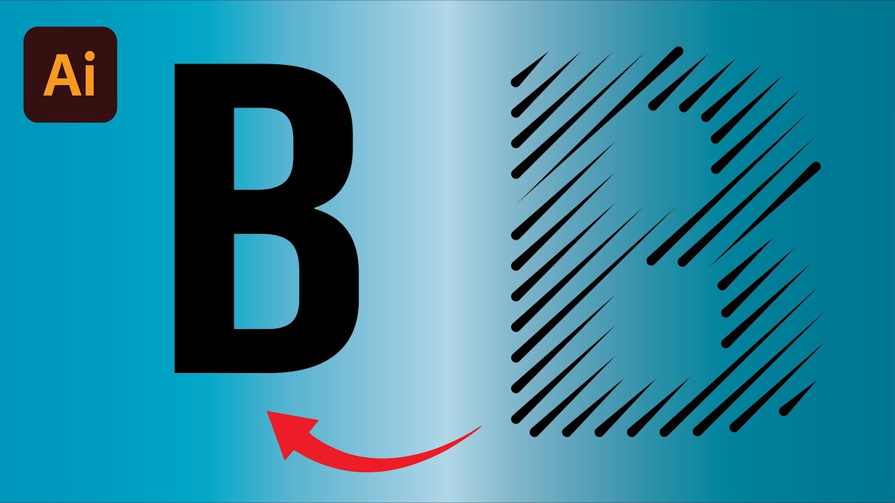 Create halftone text effect in B Alphabet Illustrator - YouTube
