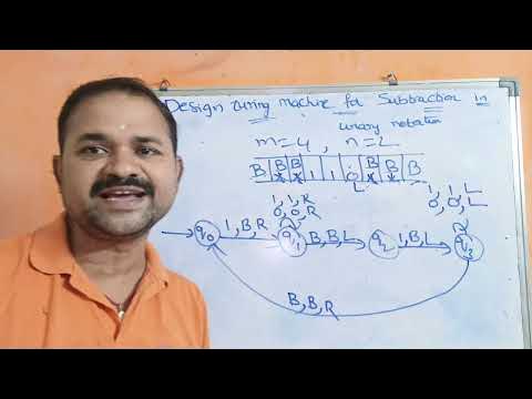 Turing Machine for Subtraction of 2 numbers || Unary | integers | TOC | FLAT |Theory of ...