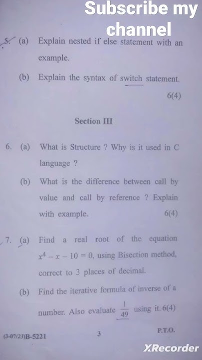 cdlu 2021 b.a,b.sc 4th sem.(programming c ) Questions paper - YouTube