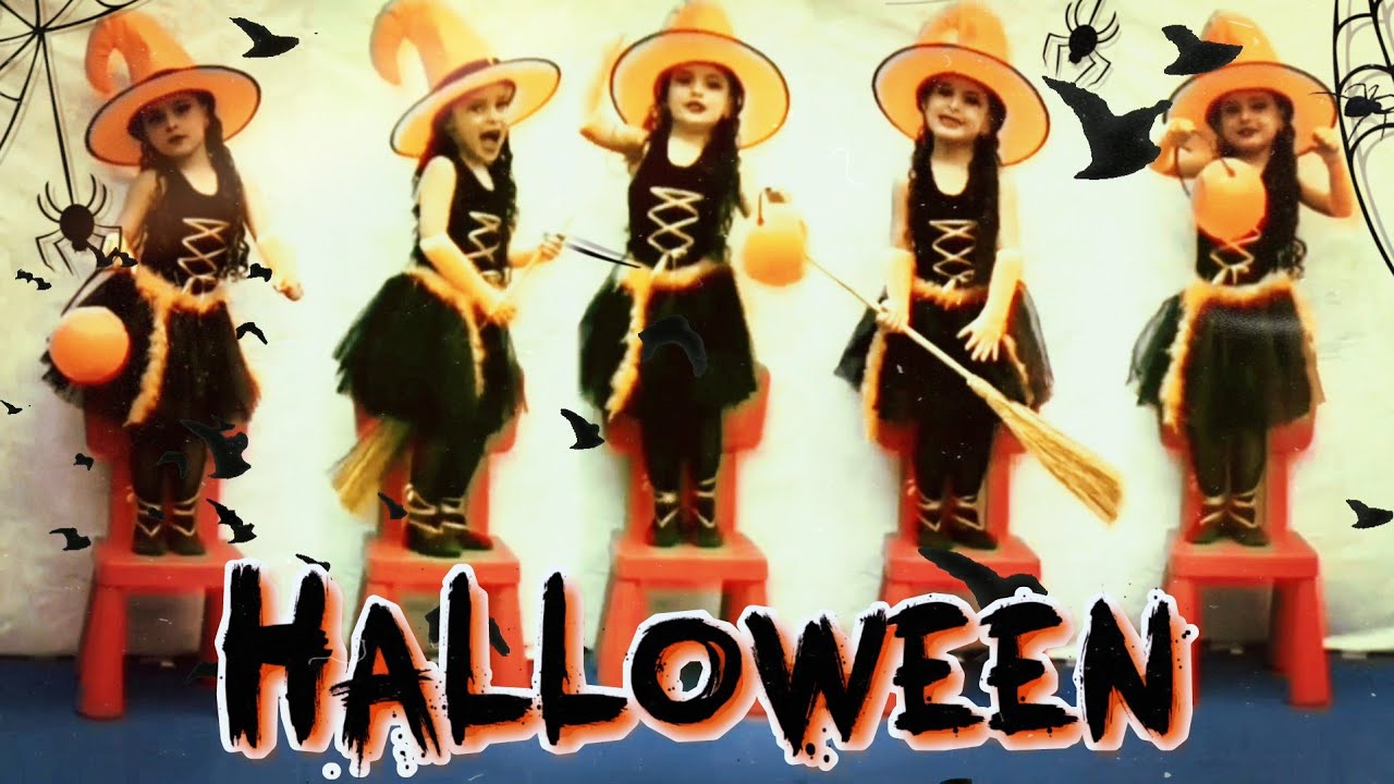 Five little witches jumping on the bed, babies songs | ESPECIAL ...