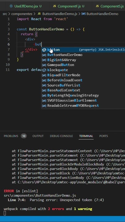 Button Handler short #codingtips #react #reacttutorial #shorts - YouTube