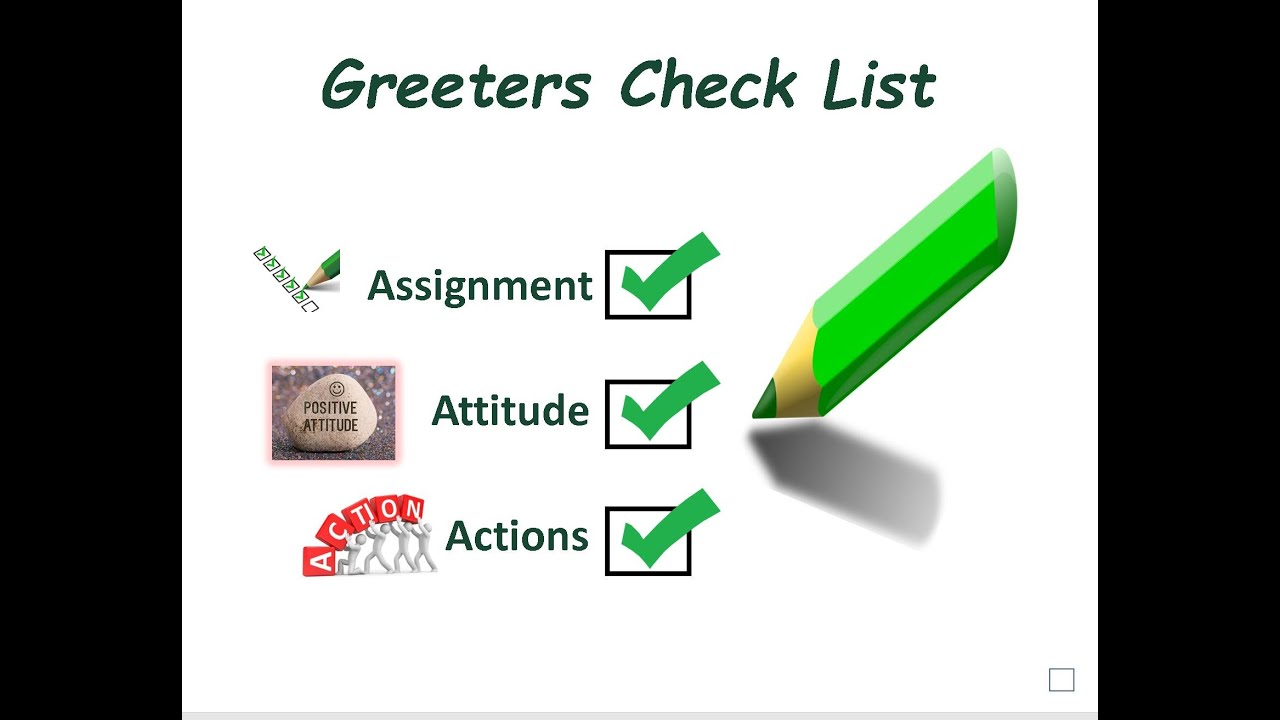 Greeters Check List - YouTube