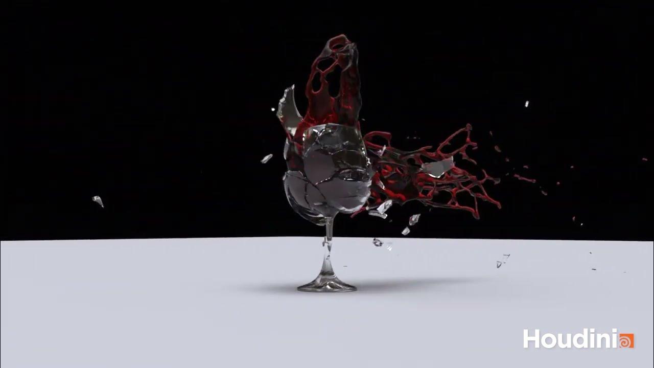 Wine Glass Shatter FX in Bullet Time | Houdini - YouTube