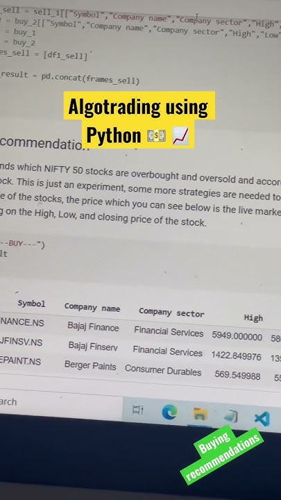 How to do Algotrading using Python and make money. Buy recommendations #algotrading #shorts # ...