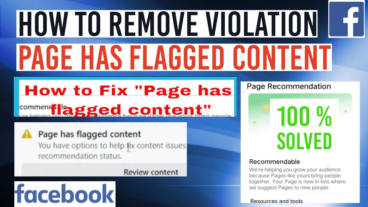 How to fix "Page has Flagged Content " on facebook - YouTube