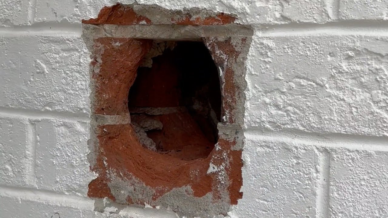 How to fix a hole in the bricks after removing a dryer vent - YouTube