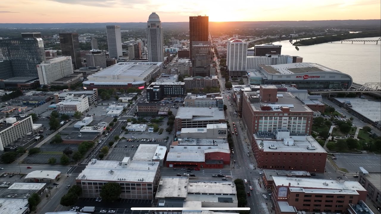 Above Louisville Kentucky Ohio River Bourbon City [Drone 360 View ...
