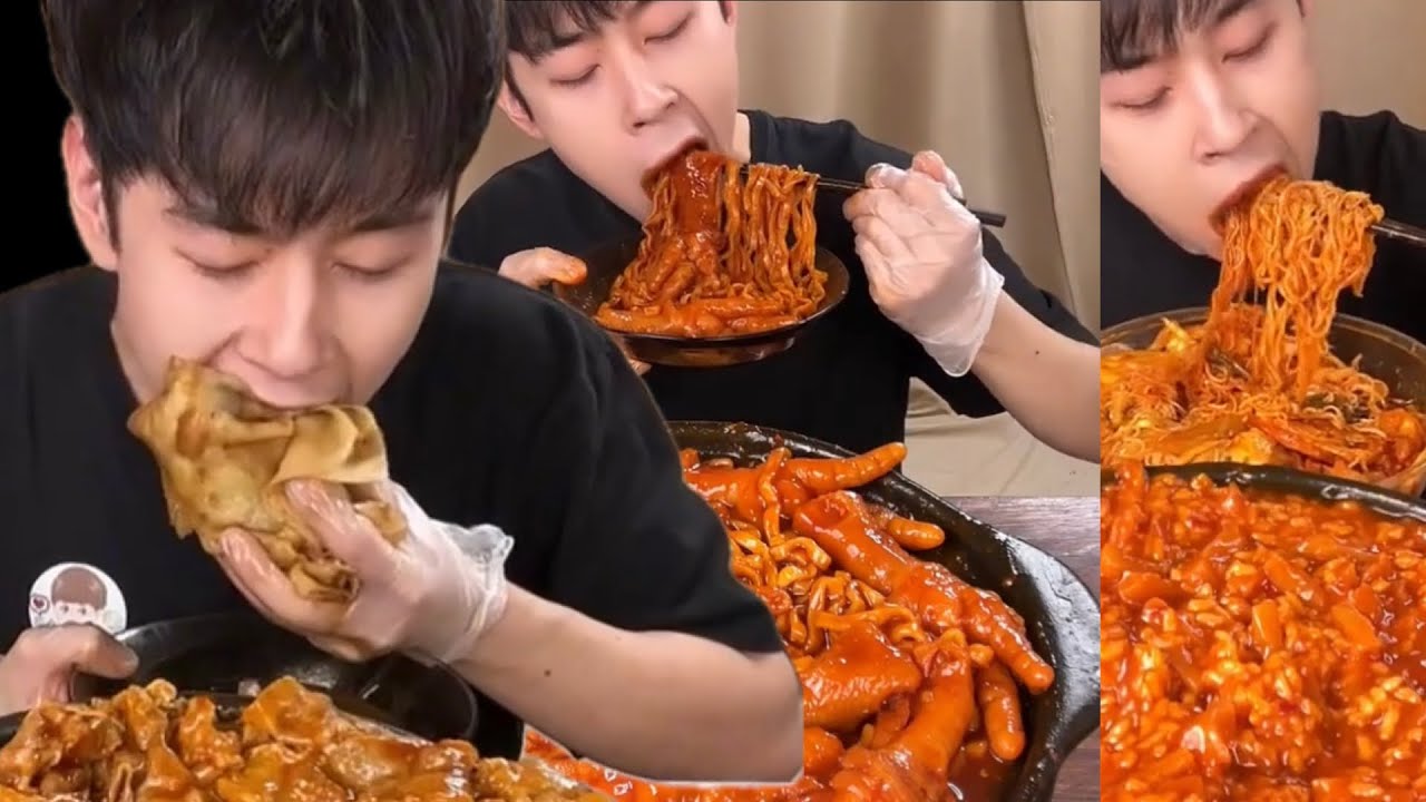 MUKBANG|FOOD|EAT|ASMR|Red oil sesame sauce fat beef wide noodles meet ...