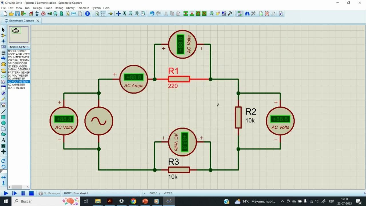 Simulacion de circuitos electricos en CA con Proteus - YouTube