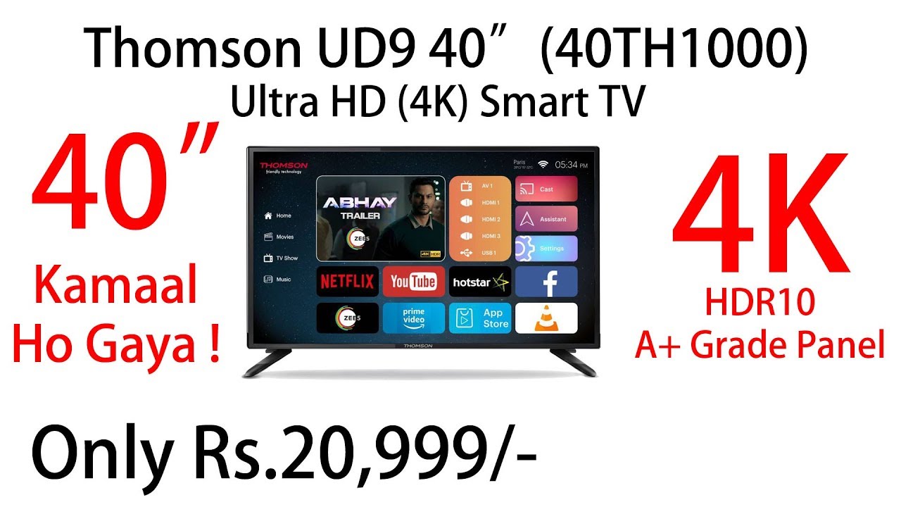 Thomson UD9 40TH1000 New 4K LED Smart TV 40 inch | HDR 10 | A+ Grade ...