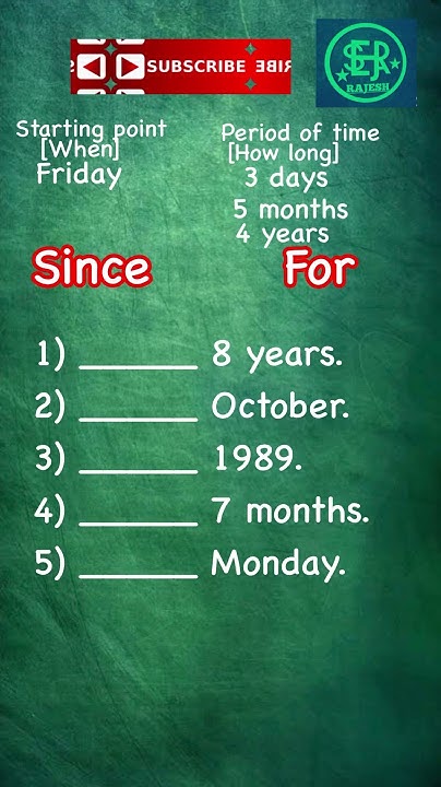 Difference between since and for - YouTube