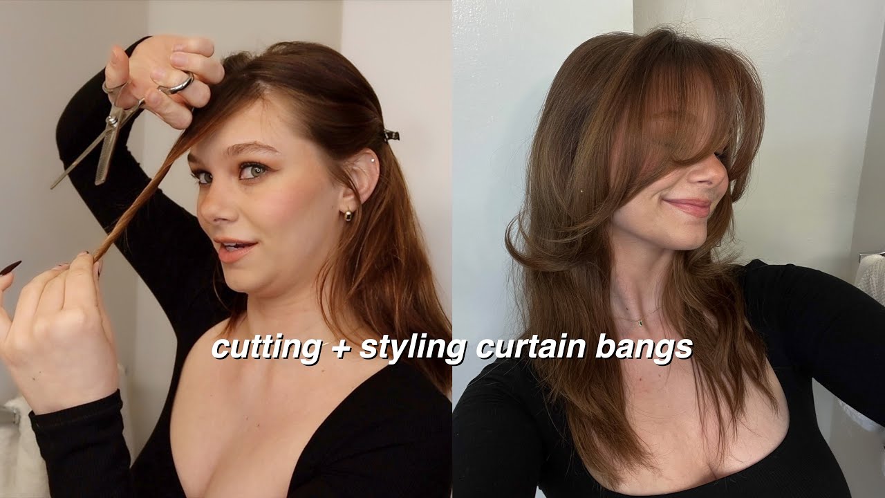 how i cut and style my curtain bangs - YouTube