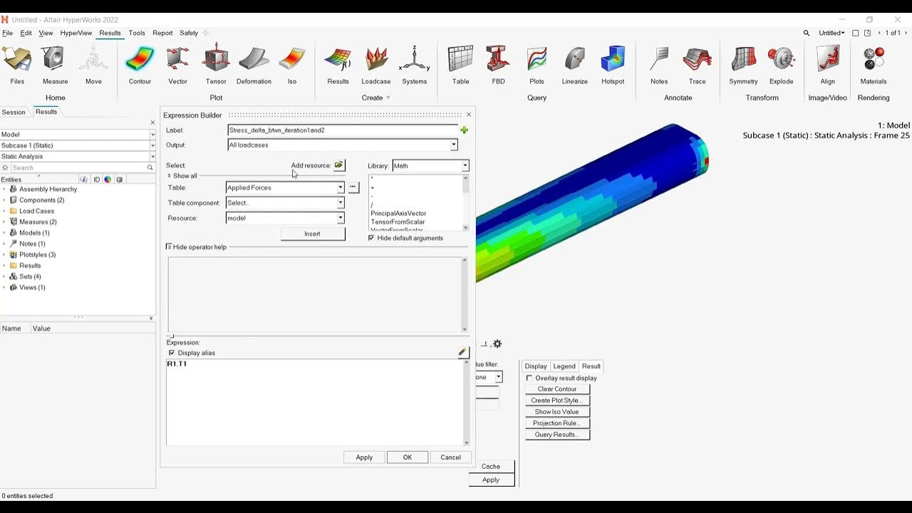HyperView: substracting contours of two result files - YouTube