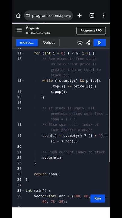 C++ Program to Solve Stock Span Problem Using Stack | Stock Price Span in O(N) - YouTube